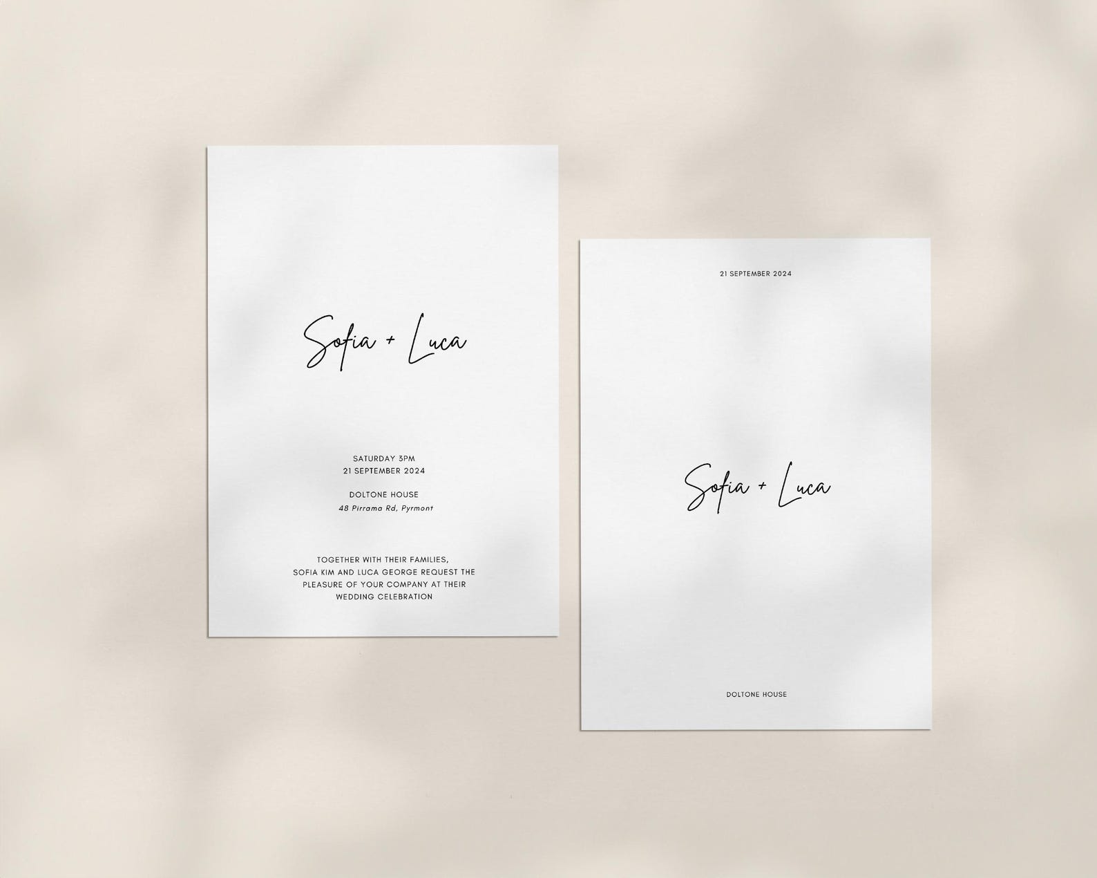 Modern Wedding Invitation Template Set Printable Stationery Easy ...