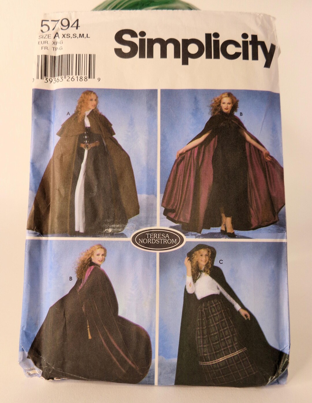 Womens Cape Pattern Hooded Cape Pattern Simplicity 5794 Size XS-S-M-L ...