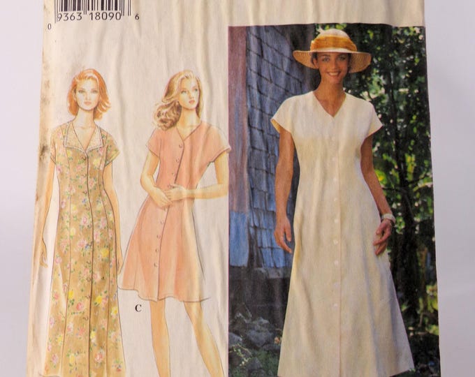 Dress Pattern Button Front Dress Pattern Simplicity 9601 Size 12-14-16 ...