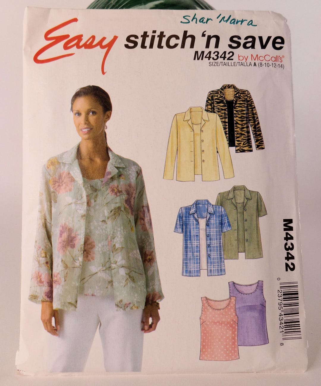 Womens Shirt Pattern Top Pattern Stitch 'N Save 4342 Mccalls 4342 Size ...