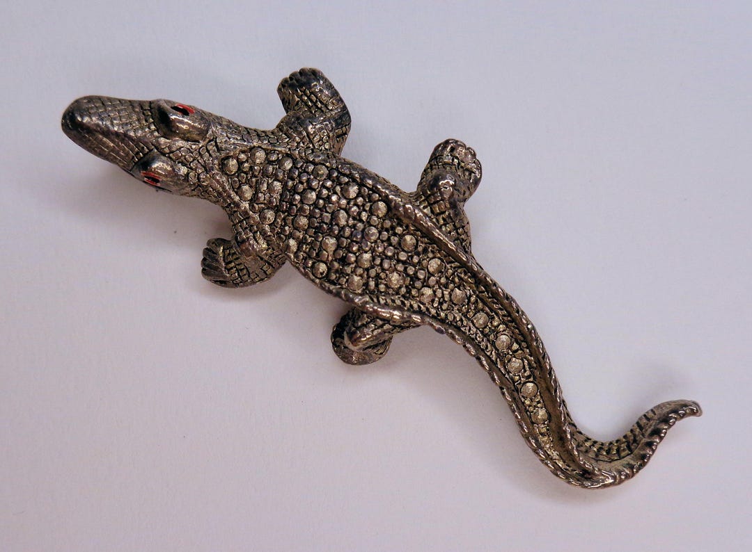 Vintage Alligator Pin Alligator Brooch Animal Brooch Vintage Lapel Pin ...