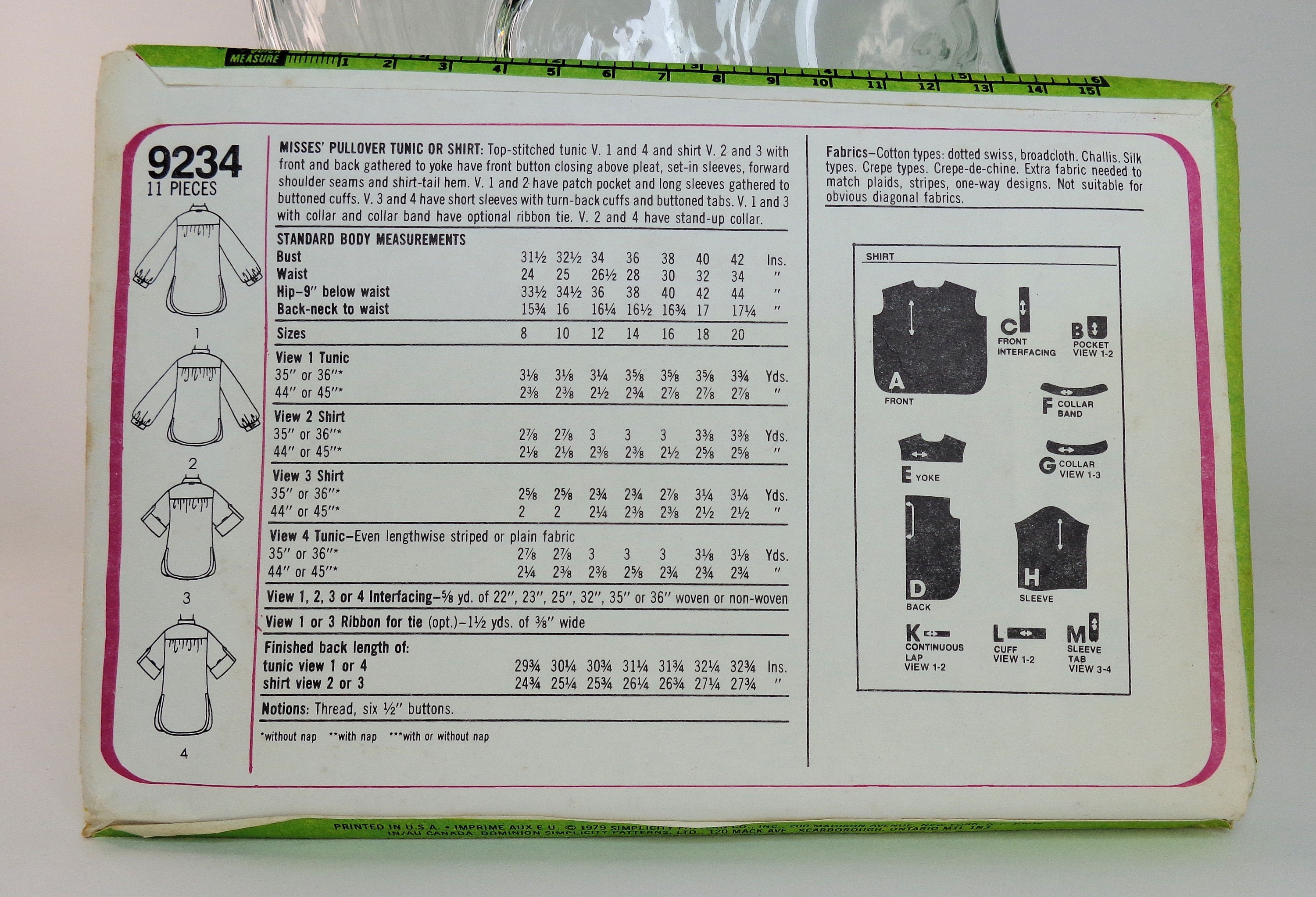 Womens Shirt Pattern Tunic Pattern Simplicity 9234 Size 18-20 Uncut ...