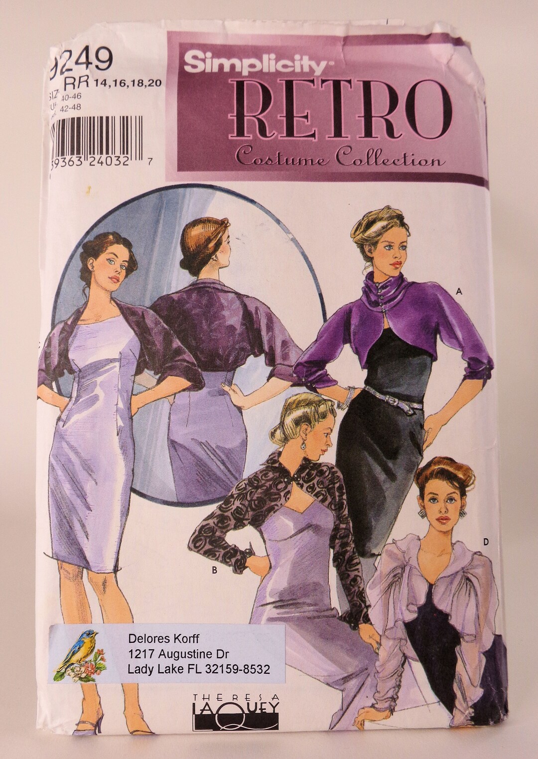 Shrug Pattern Simplicity 9249 Size 14-16-18-20 Uncut Pattern FF Retro ...