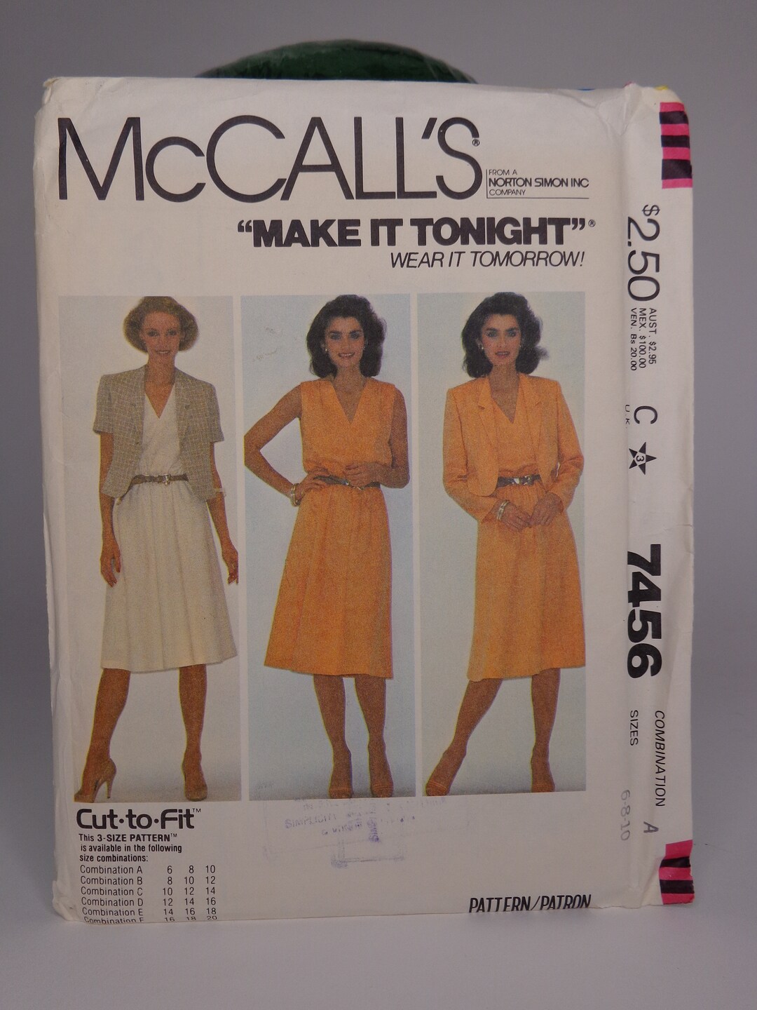 Womens Jacket Pattern Dress Pattern Mccalls 7456 Size 6-8-10 Uncut ...
