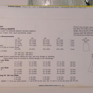Womens Top Pattern Skirt Pattern Kwik Sew 3254 Size 1X-2X-3X-4X Plus ...