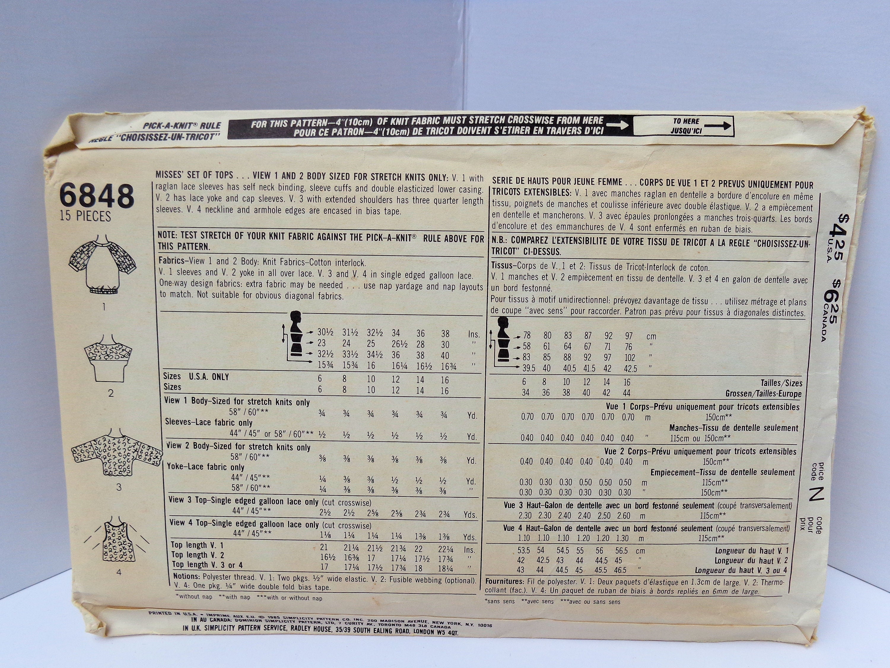 Vintage Simplicity Pattern 6848 Womens Top Pattern Clothing Pattern ...