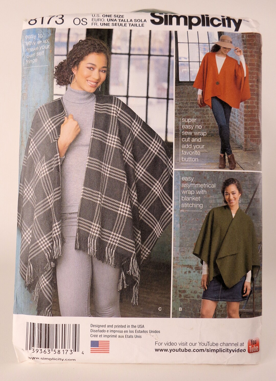 Womens Fleece Poncho Wrap Pattern Poncho Pattern Simplicity 8173 One ...