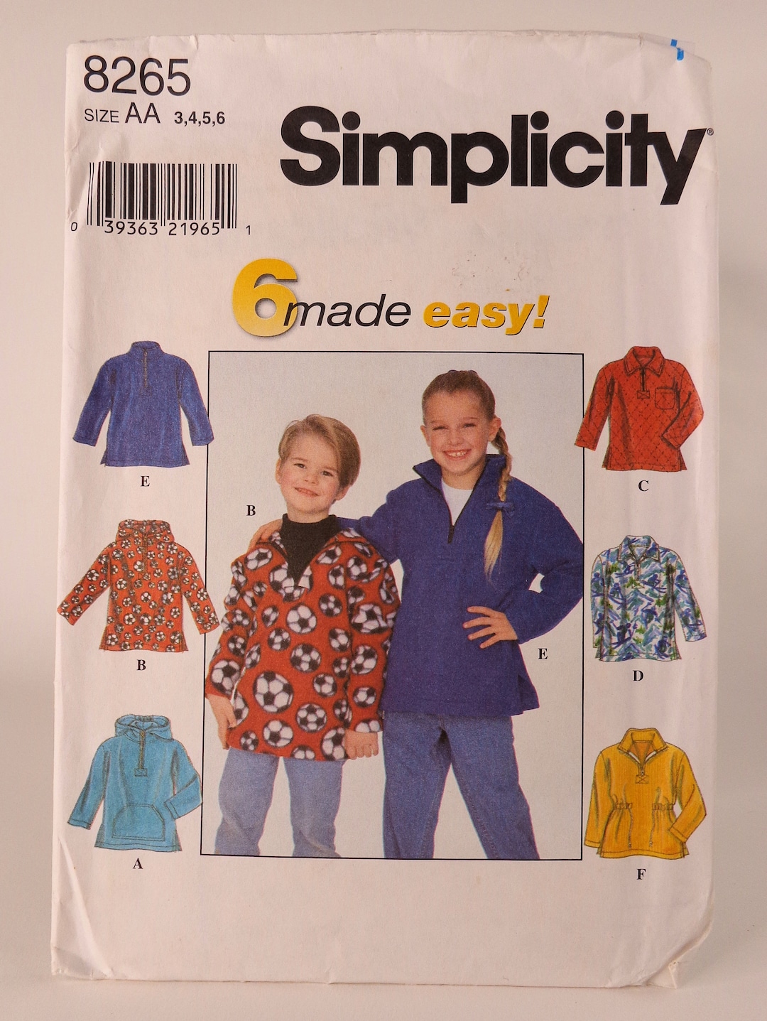 Girls Top Pattern Boys Top Pattern Pullover Top Pattern Unisex Pattern Simplicity 8265 Size 3-4 ...