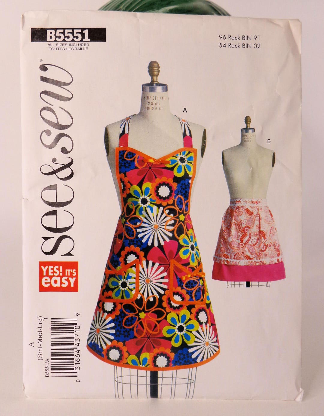 Apron Pattern Full Apron Pattern Half Apron Pattern See & Sew 5551 ...
