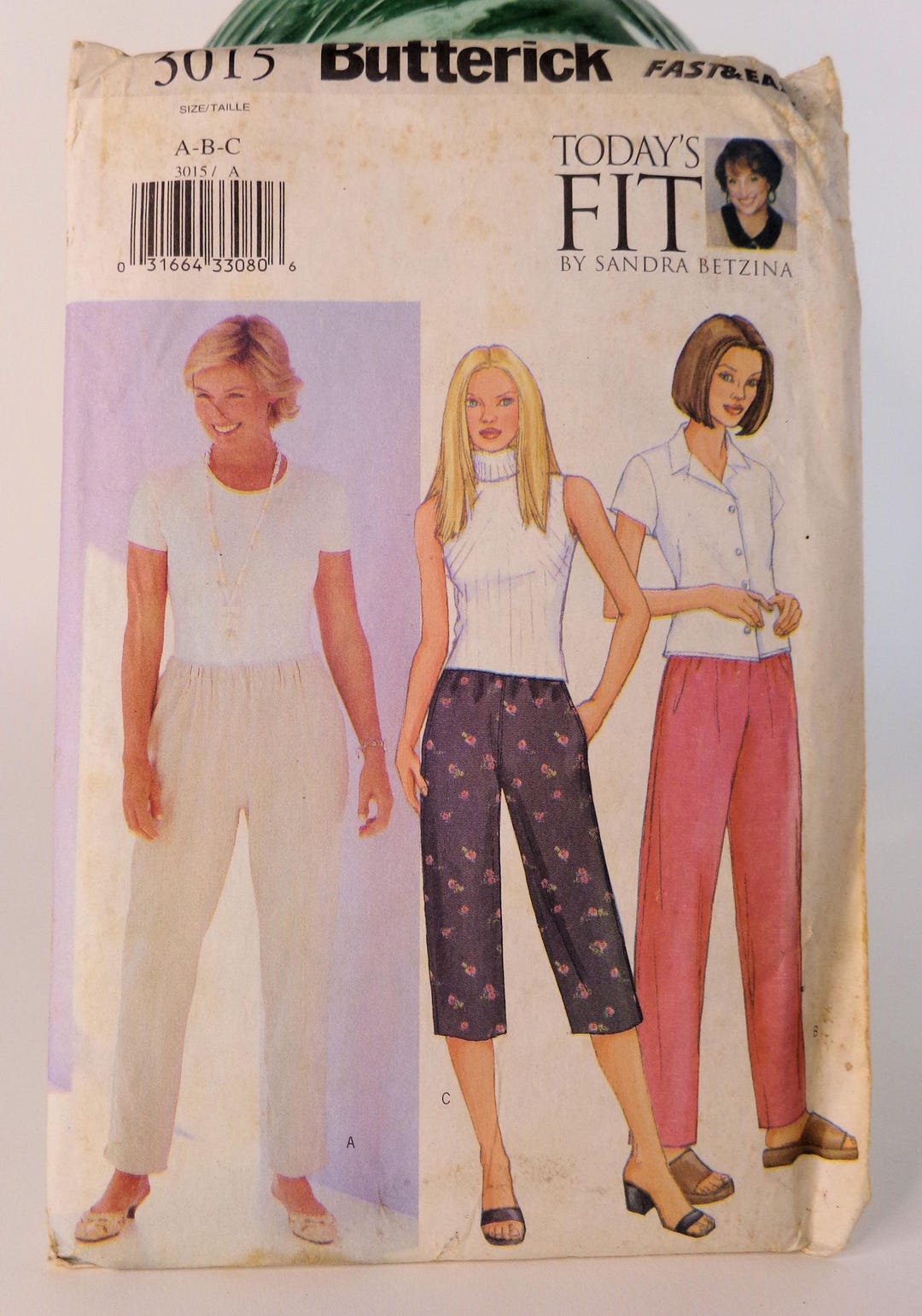 Womens Pants Pattern Capri Pattern Butterick 3015 Size Waist 26 1/2" to ...