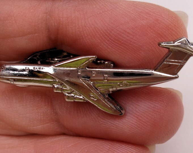 Airplane Tie Pin With Airplane Propeller on Gear in Sterling Silver ...