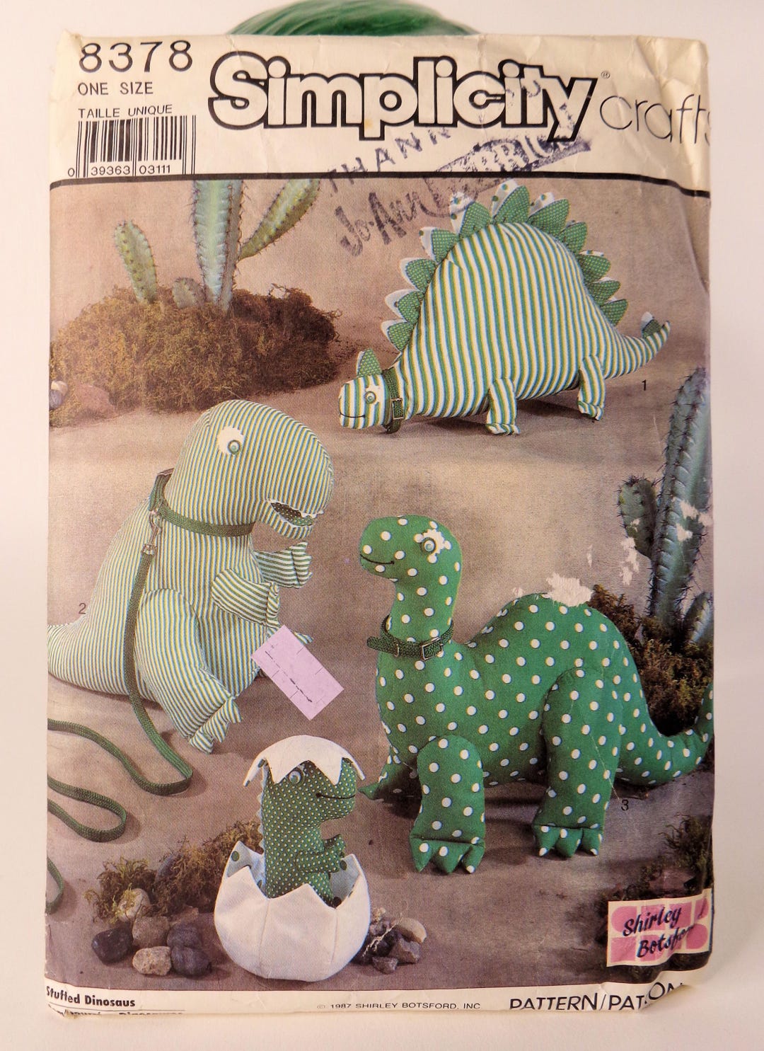Stuffed Dinosaurs Pattern Stuffed Animal Pattern Simplicity 8378 Craft ...