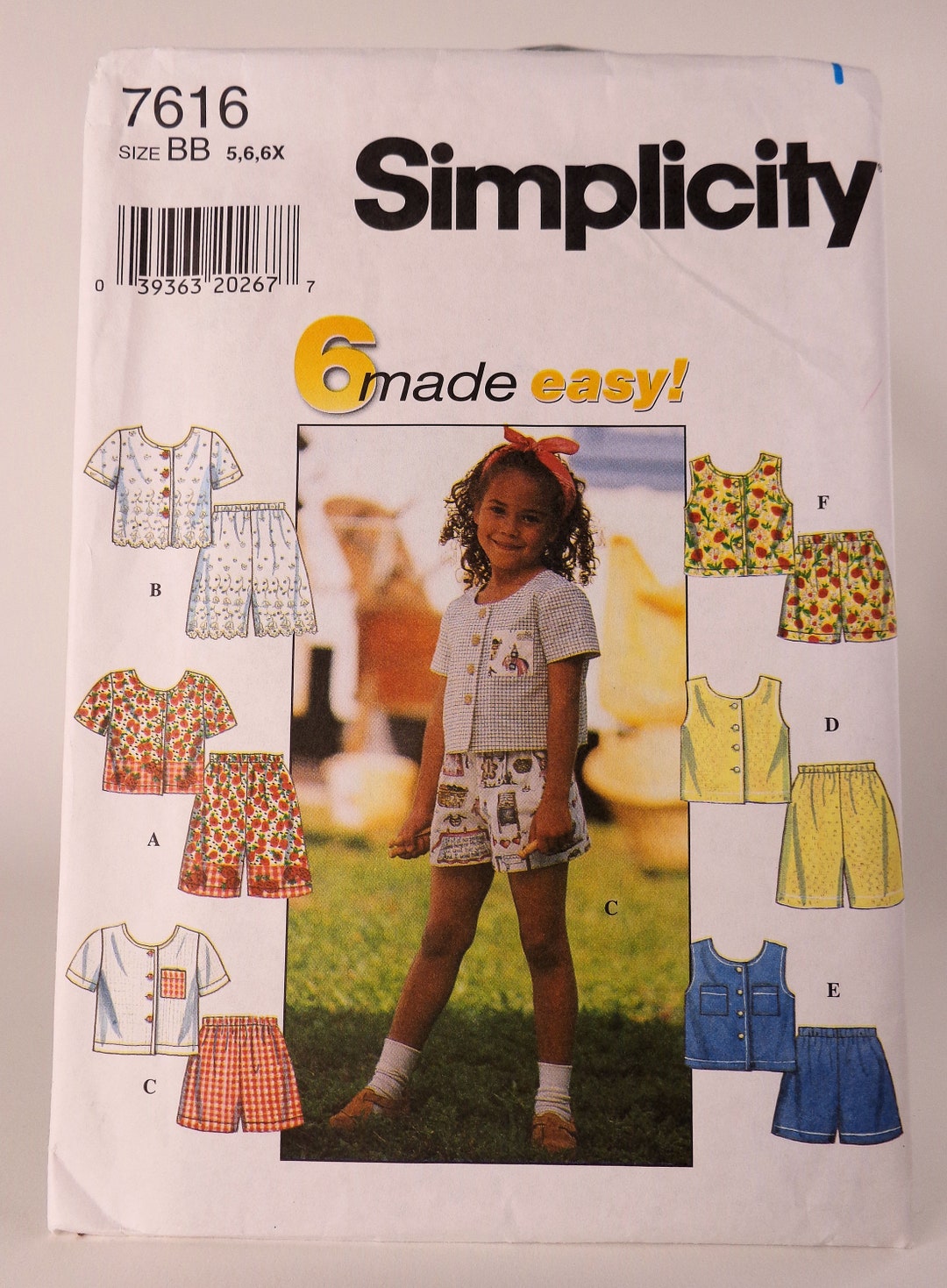 Girls Top Pattern Girls Shorts Pattern Simplicity 7616 Girls Size 5-6 ...
