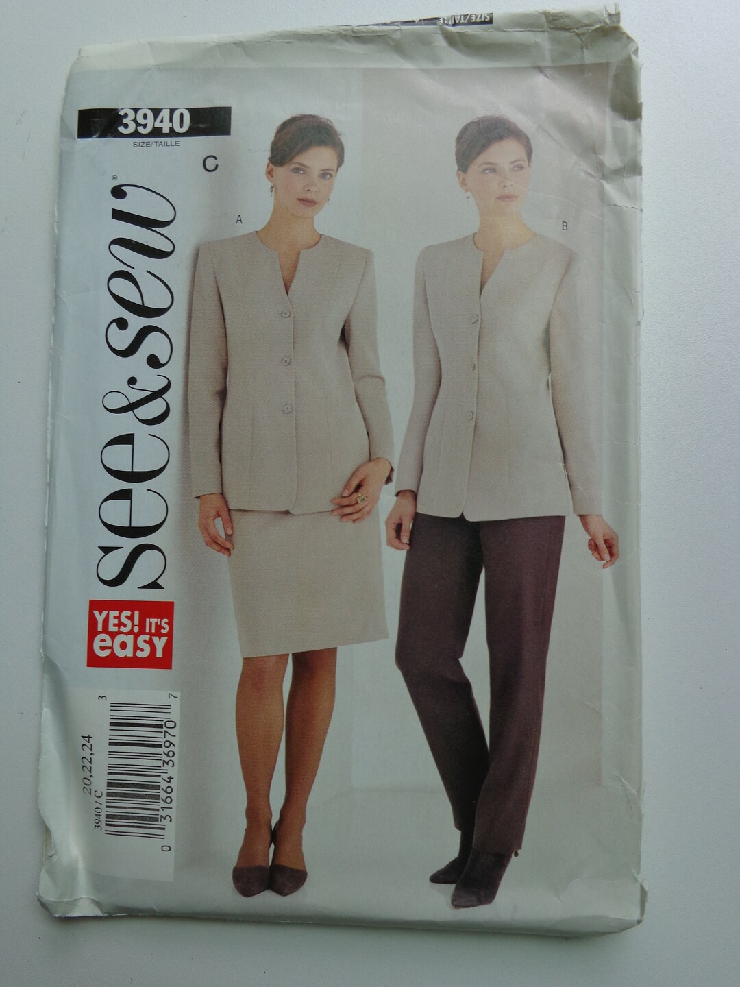 See & Sew Pattern 3940 Butterick 3940 Jacket Pattern Skirt Pattern ...