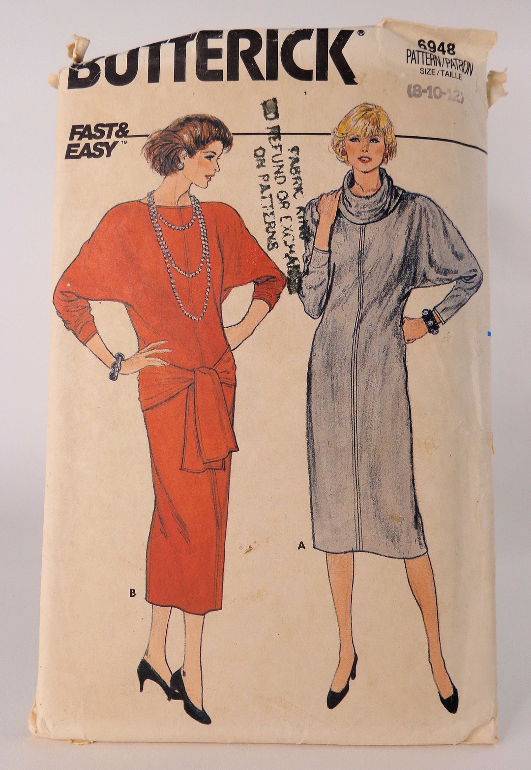 Chemise Dress Pattern Butterick 6948 Size 8 Pattern Cut to Size 8 ...