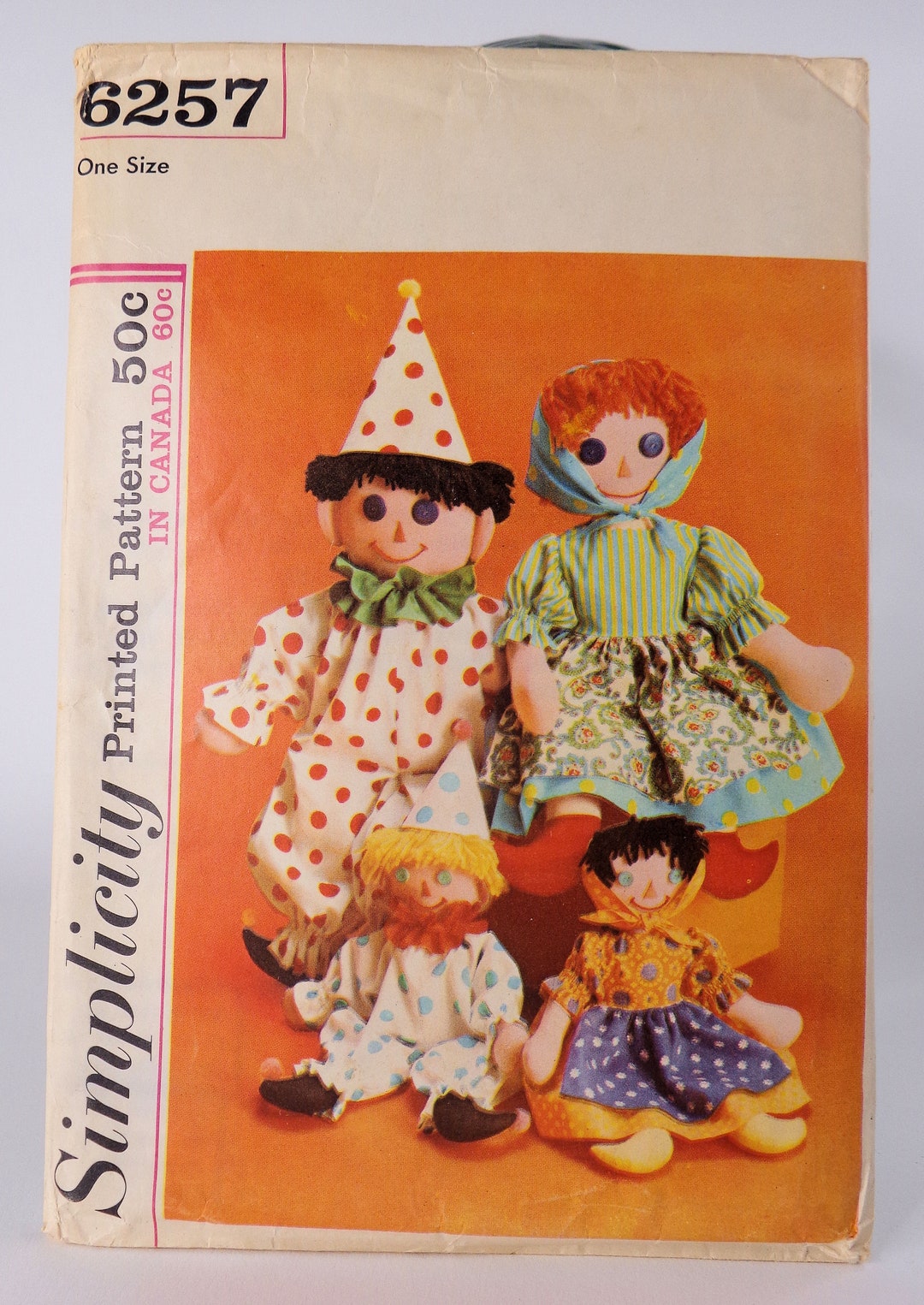 Clown Doll Pattern Peasant Rag Doll Pattern 15" Doll Pattern 24" Doll ...