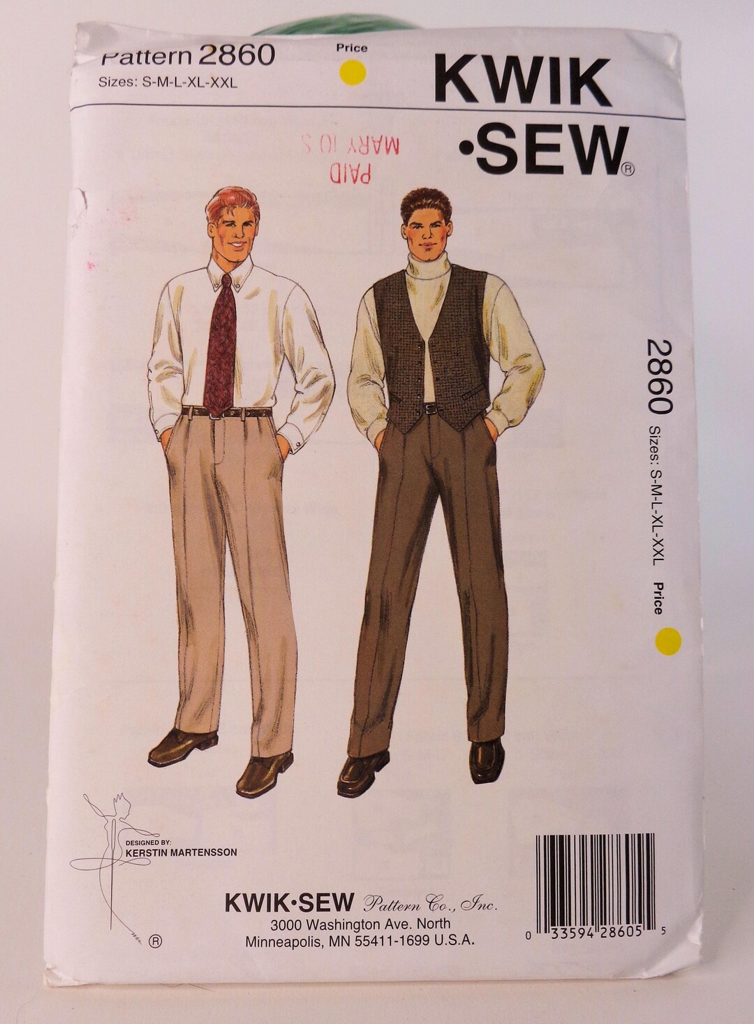 Mens Pants Pattern Mens Vest Pattern Kwik Sew 2860 Mens Size S-XXL ...