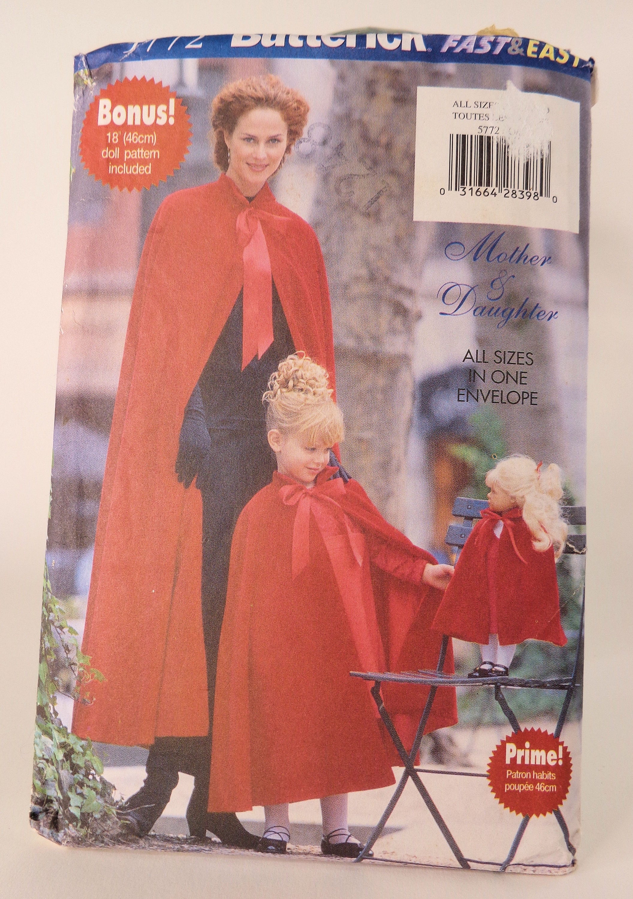 Womens Cape Pattern Girls Cape Pattern 18" Doll Cape Pattern Butterick ...