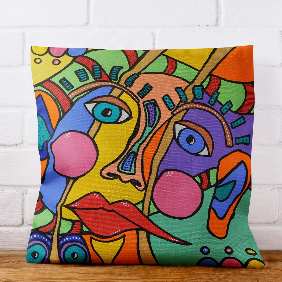 Unique Home Accessory Cubism Decorative Pillow Cover Colorful Abstract ...