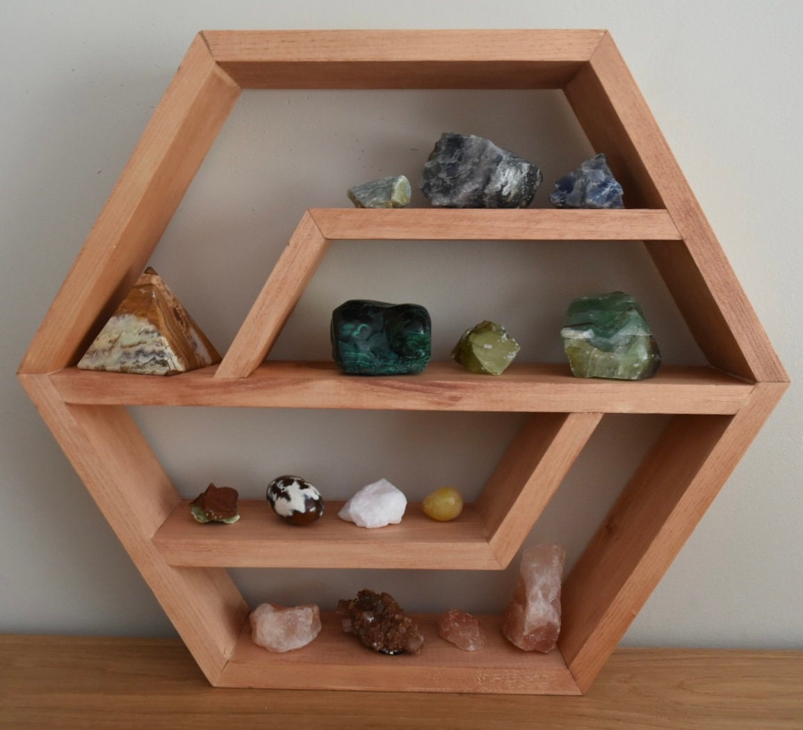 Hexagon Floating Shelf, Handmade Wood Honeycomb Shelf, Plant Shelf ...
