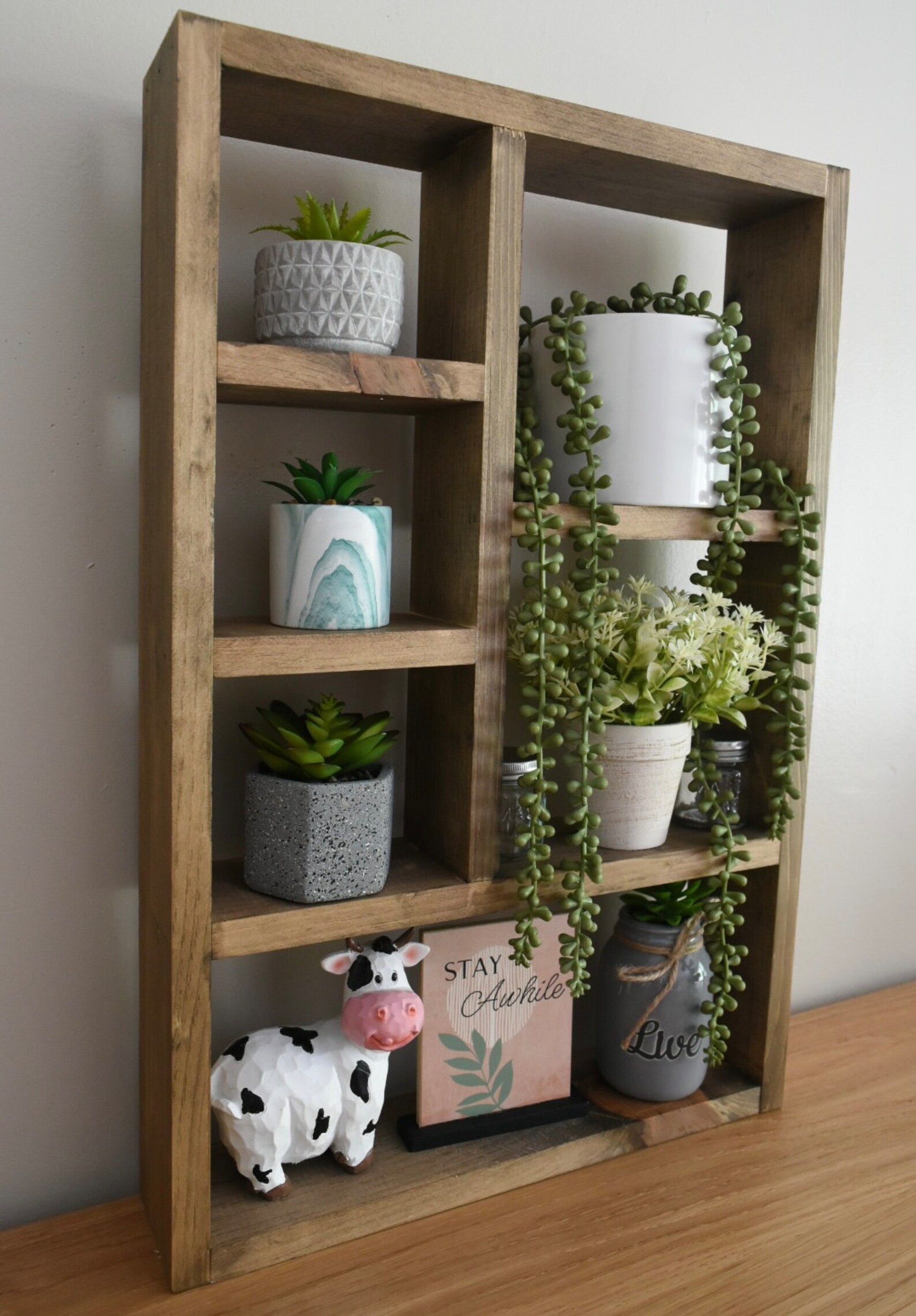 Rectangle Floating Shelf, Handmade Wooden Shelf, Plant Display Shelf ...