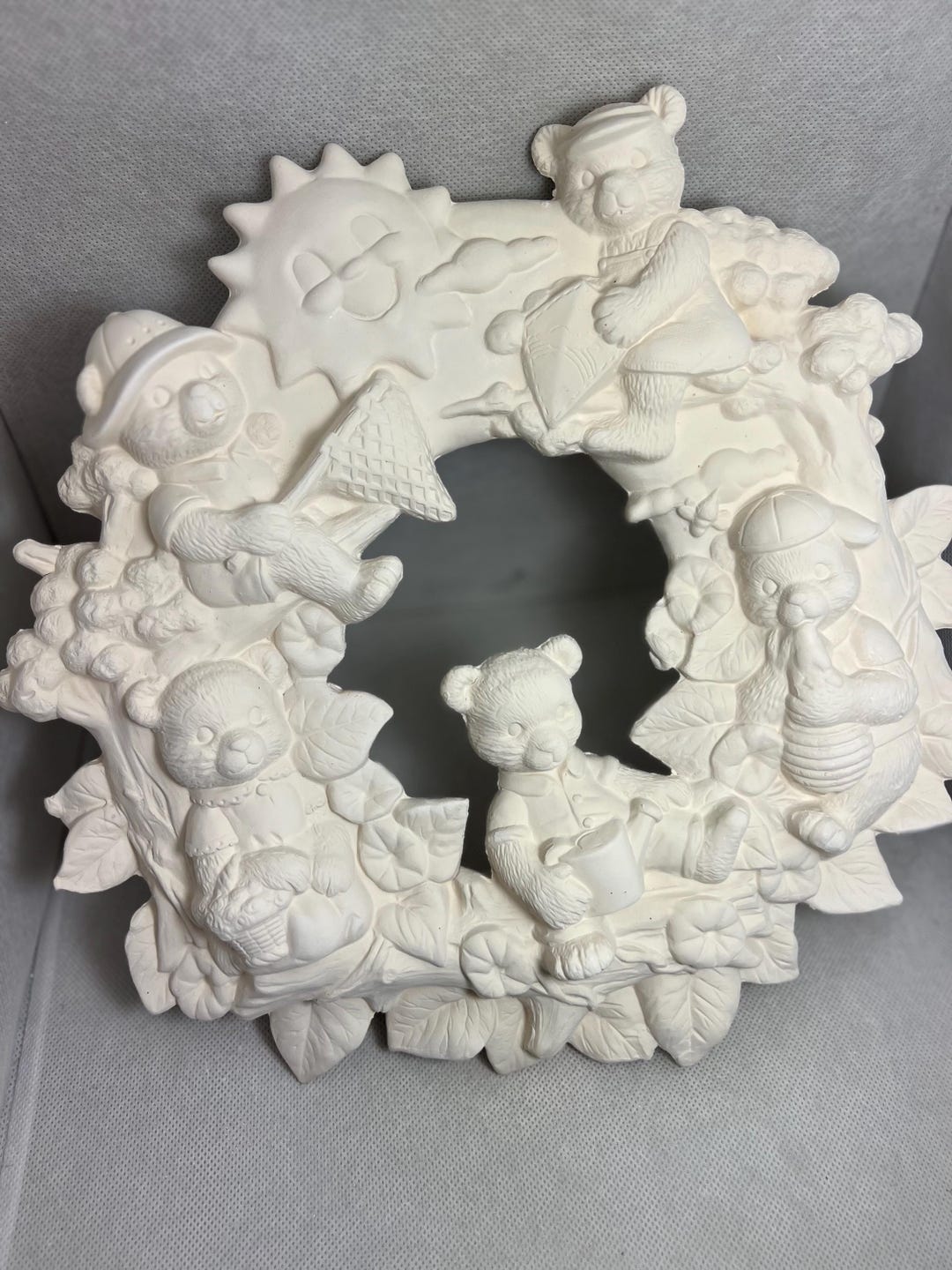 Teddy Bear Wreath Honey Bisque 12” Ready to Paint - Etsy