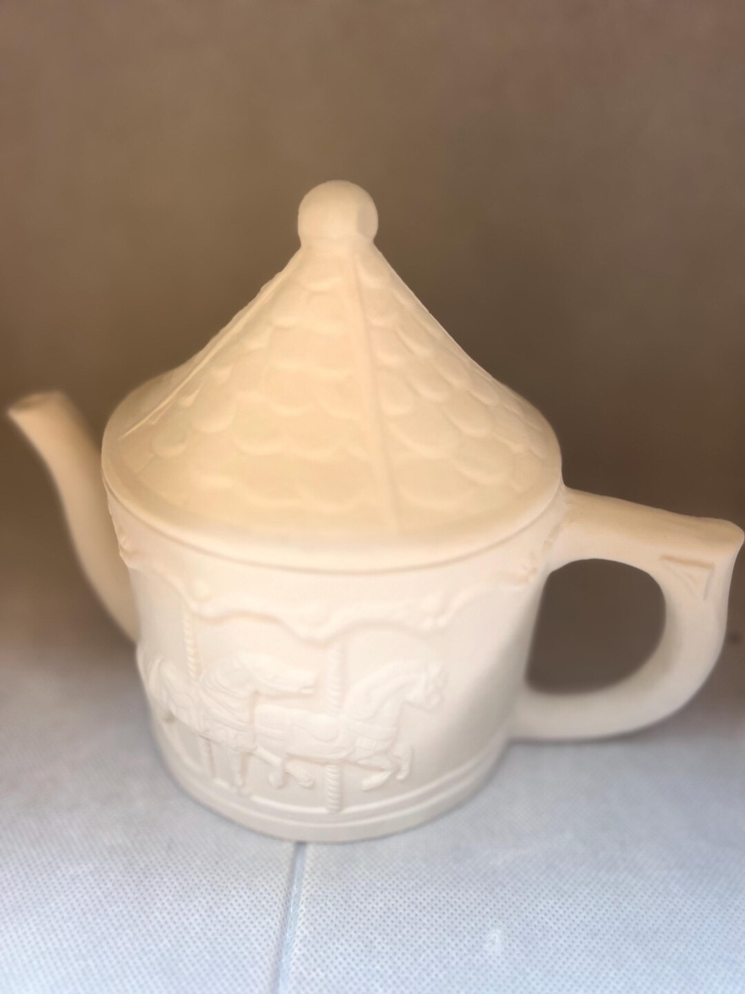 Carousel Teapot Bisque Ready to Paint - Etsy