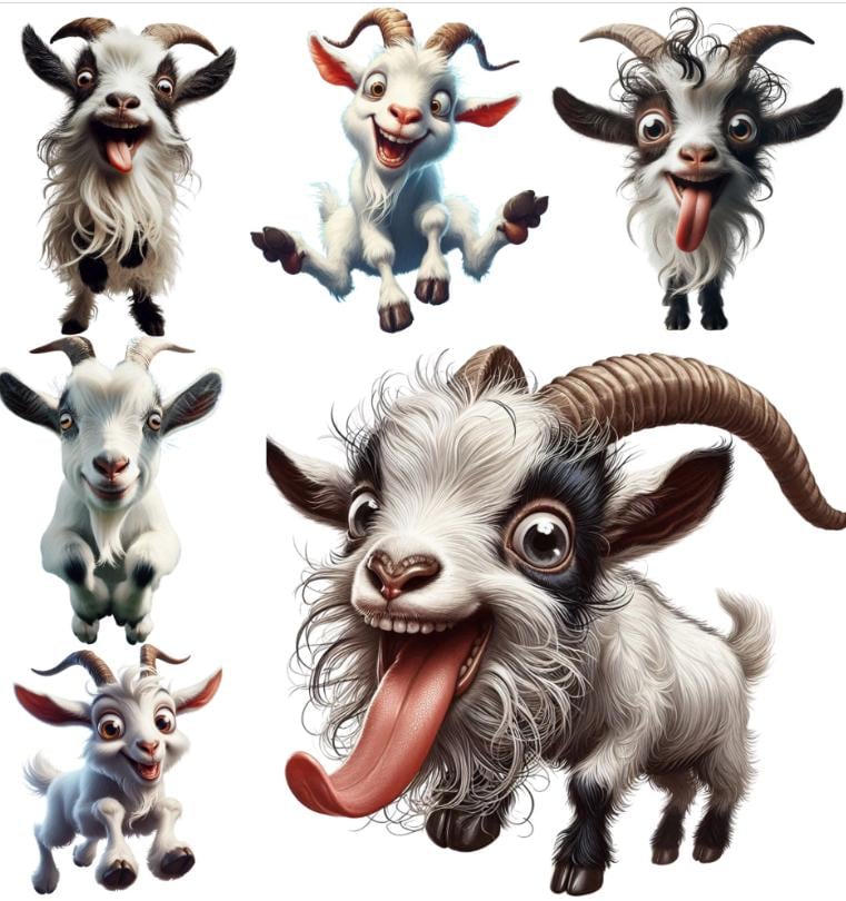 8 Crazy Goat PNG Pack , Funny Goat Clipart , Goat Digital Print ...
