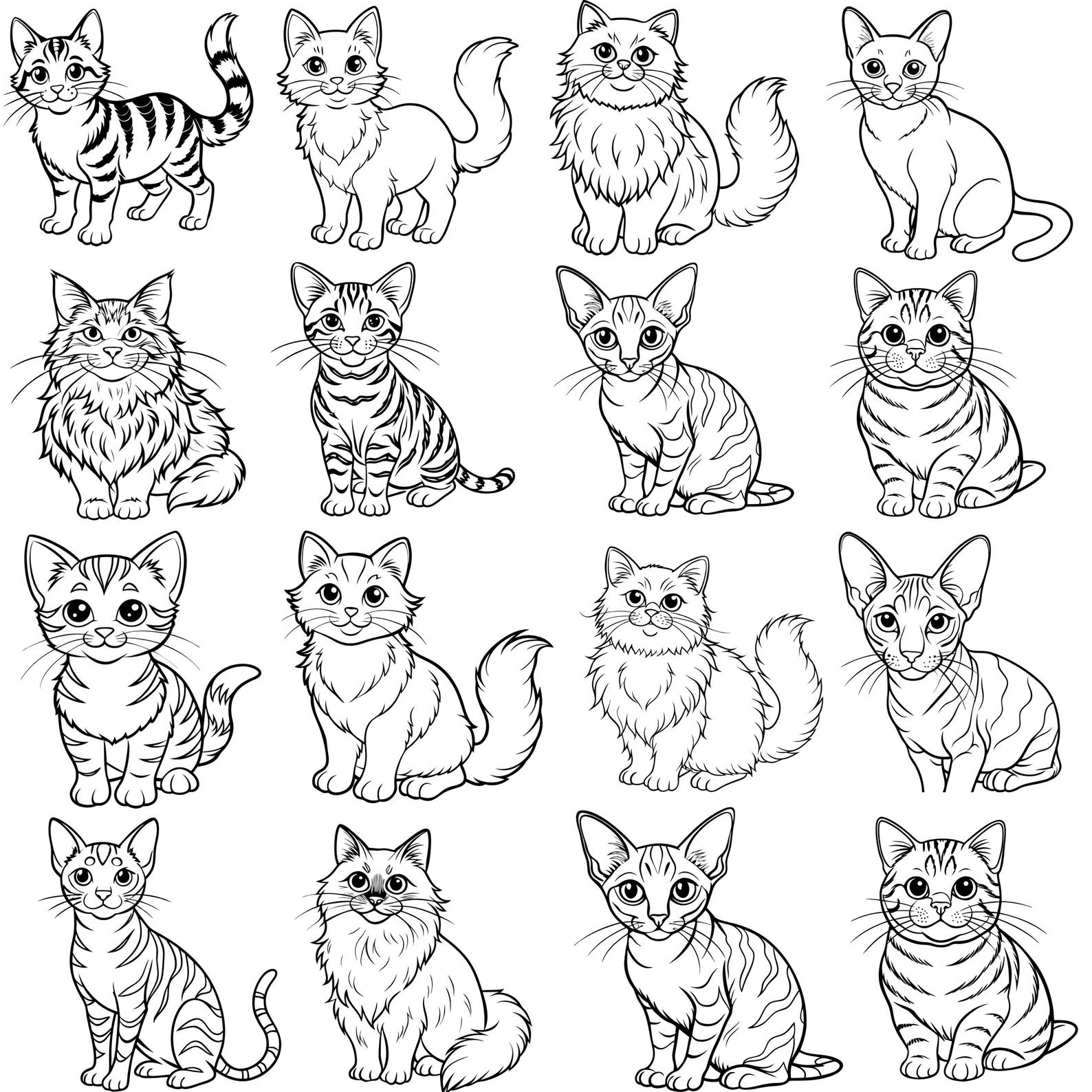 20 Breeds of Cute Cat Coloring Pages, Cat Coloring Pages for Kids ...