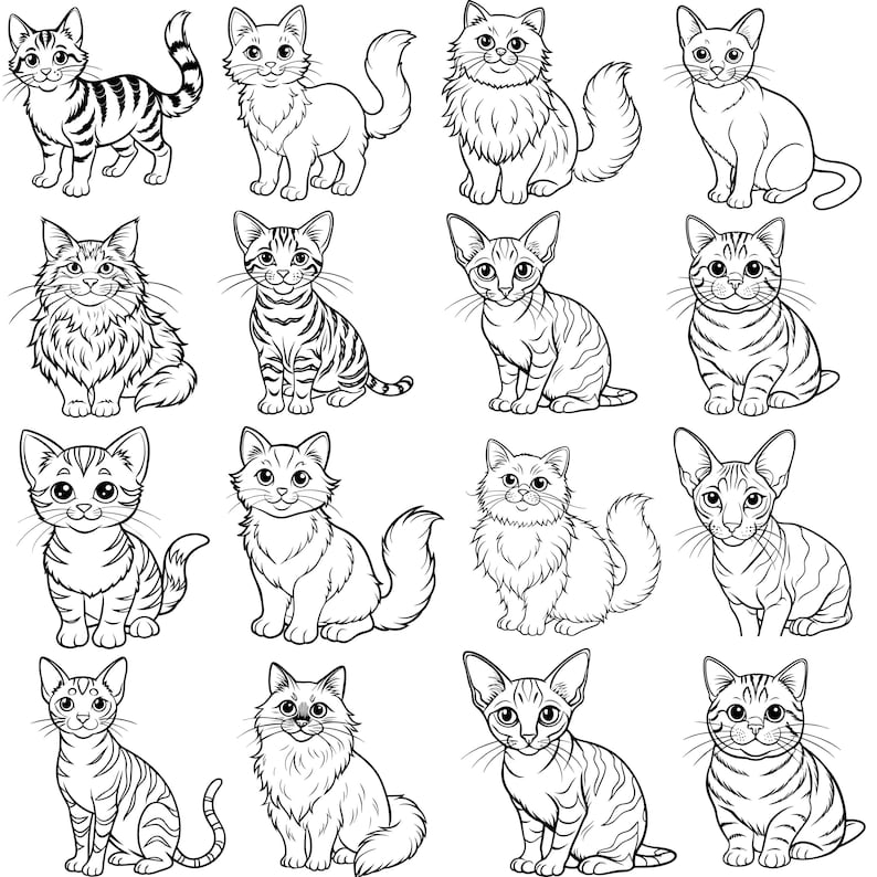 20 Breeds of Cute Cat Coloring Pages, Cat Coloring Pages for Kids ...