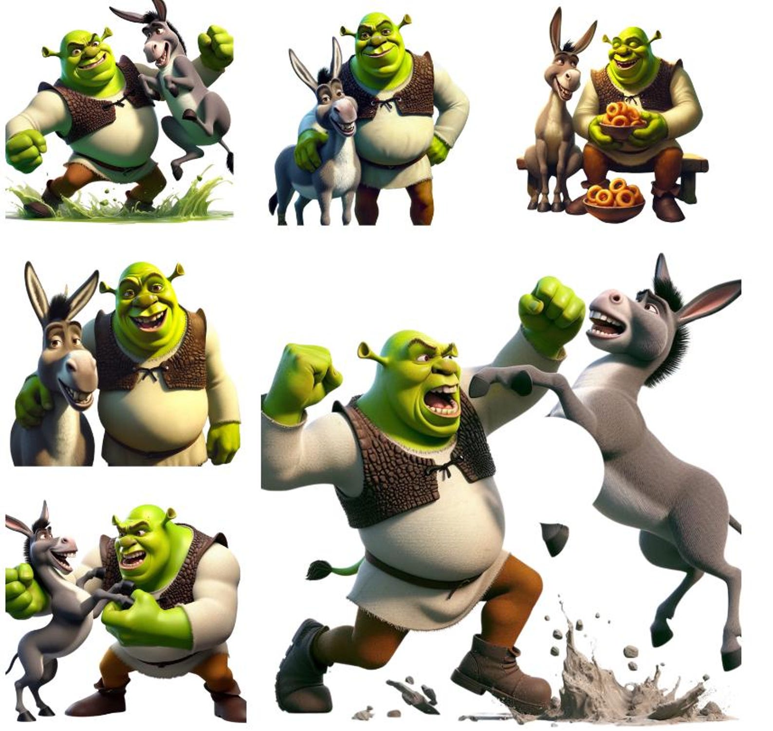 14 Shrek and Donkey Digital Art , Animated Movie Characters PNG Pack ...