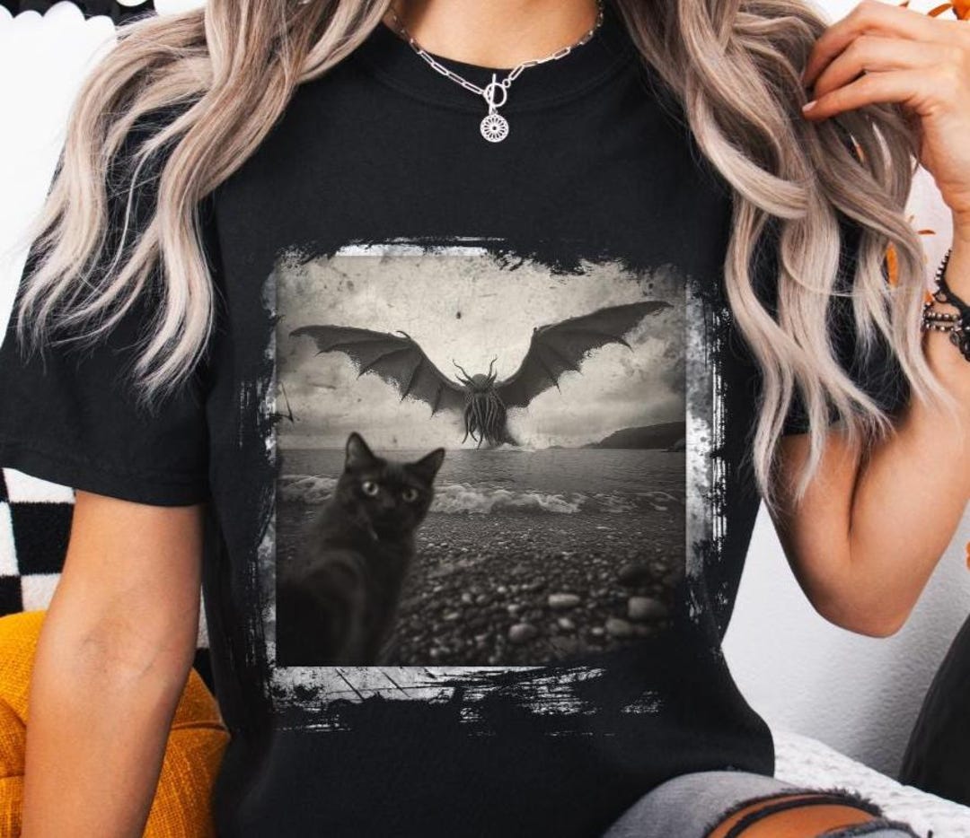 Found Footage Selfie Cat Cthulhu Shirt, Selfie Cat Halloween Line, Cat ...