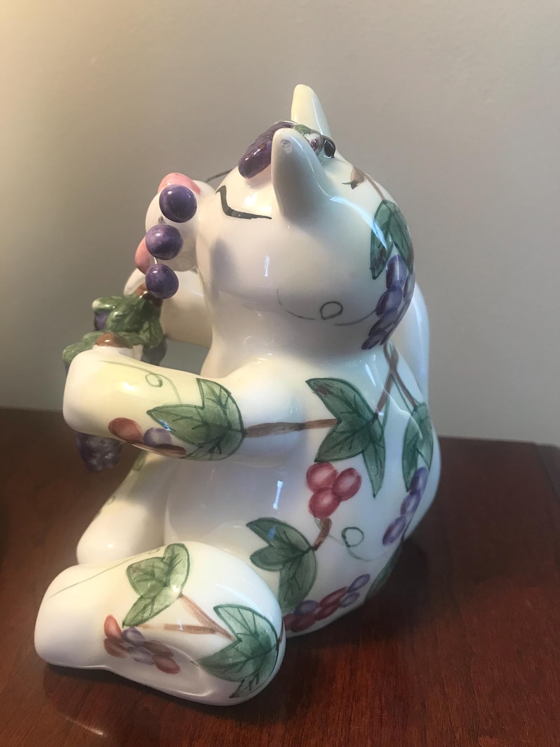 Rare Amy Lacombe Whimsiclay Cat With Grapes Figurine 2002 - Etsy