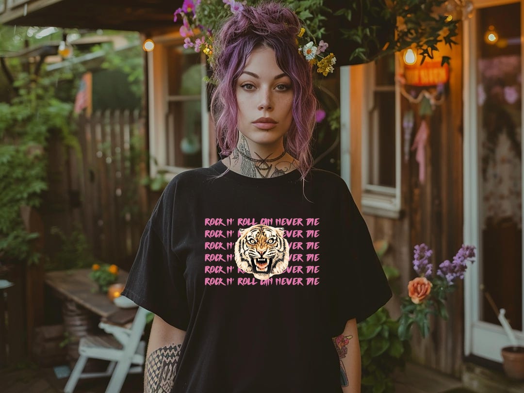 Fierce Tiger Rock and Roll Shirt With Pink Lettering 80s Glam Band Tee ...