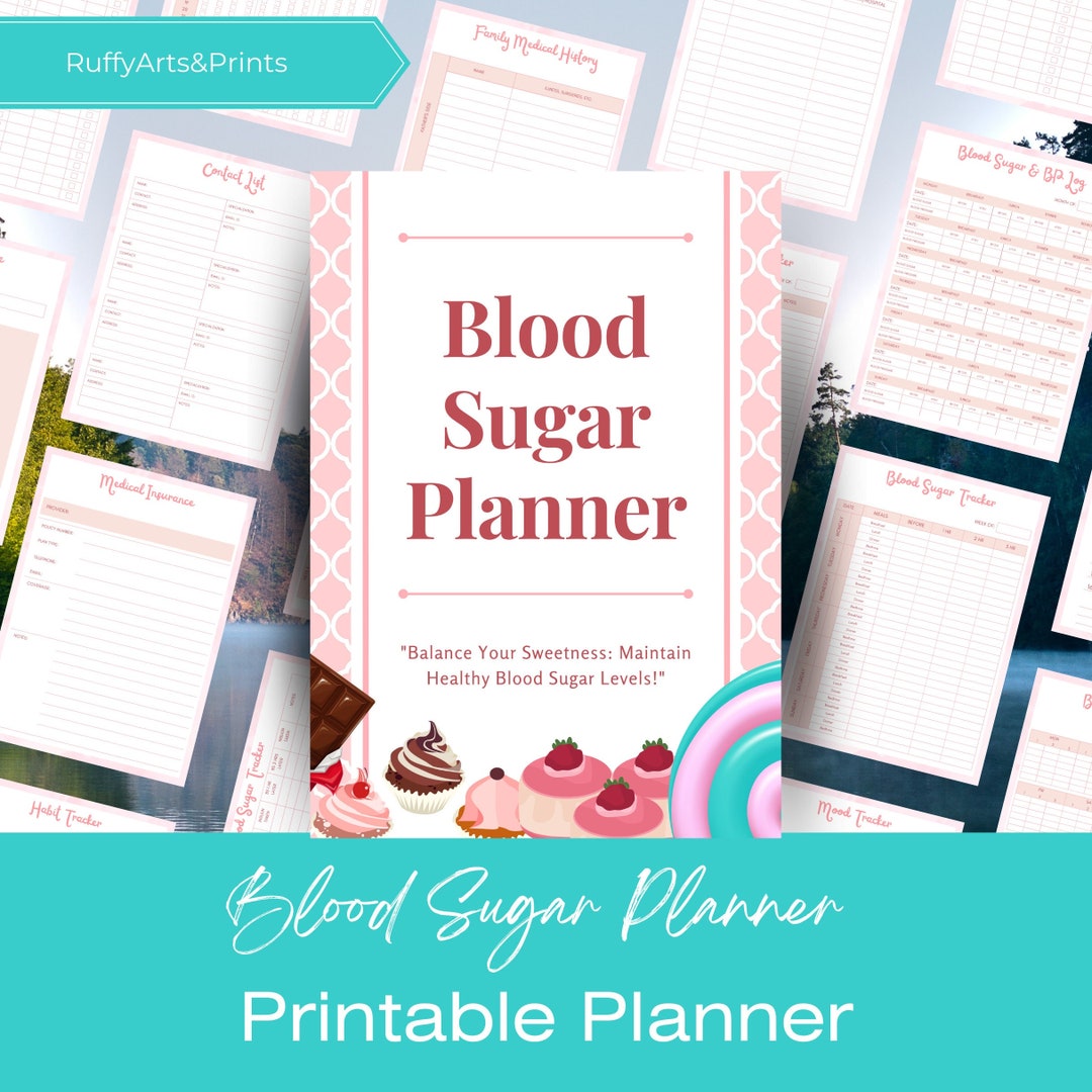 Printable Blood Sugar Tracker Planner, Diabetes Logbook, A4, A5, US ...