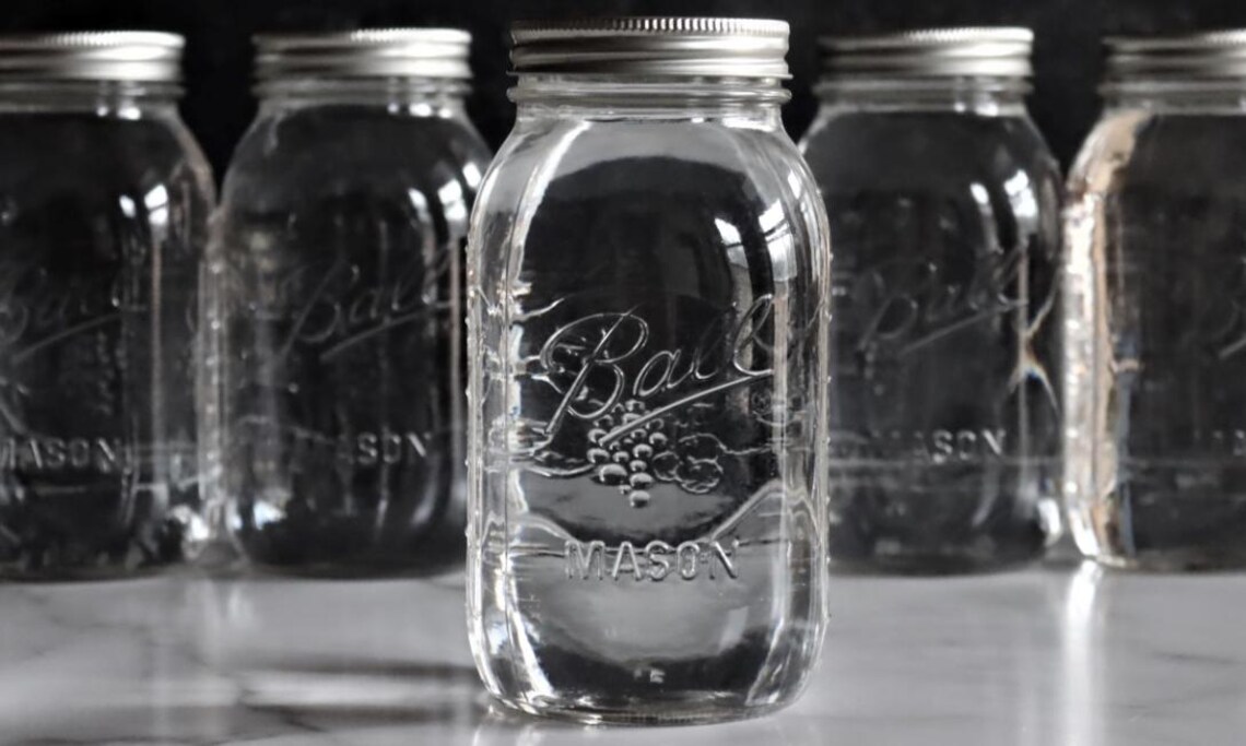 Pure Elegance in Every Drop: Distilled Water in Glass Mason Jars - Etsy