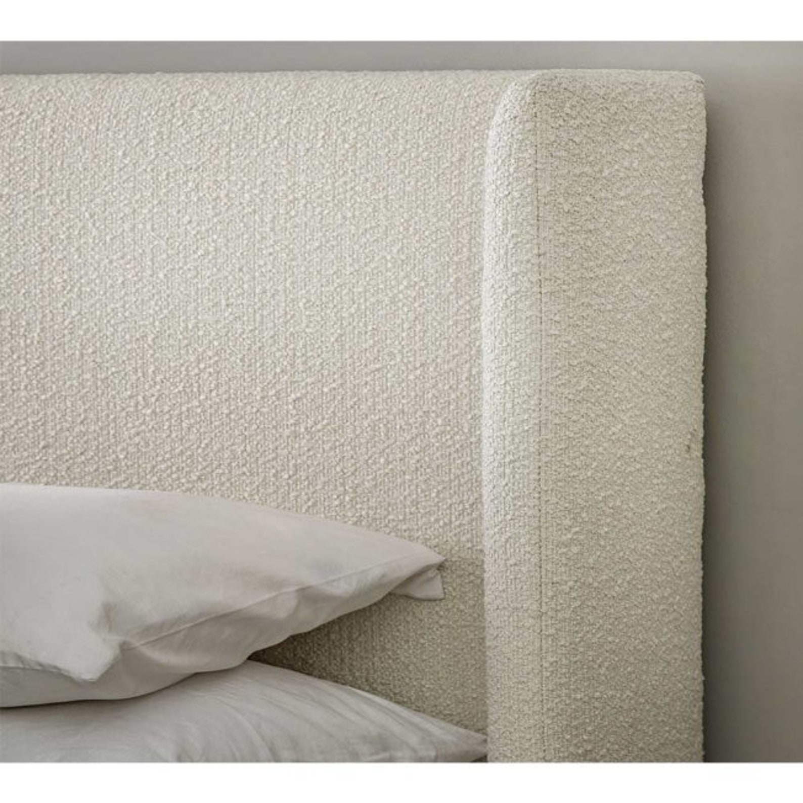 Boucle Wing Back Bed Frame in Cream, Pink and Oatmeal Optional Storage ...