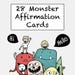 Monster Affirmation Cards | Digital Therapy Download | for Kids and ...