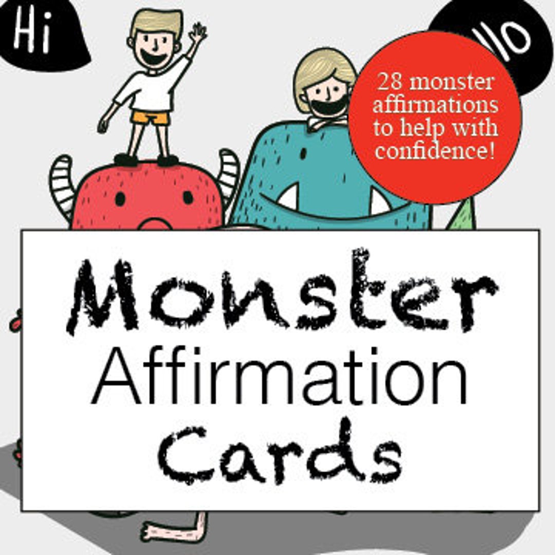 28 Monster Affirmation Cards for Kids, Parents, Teachers, and ...