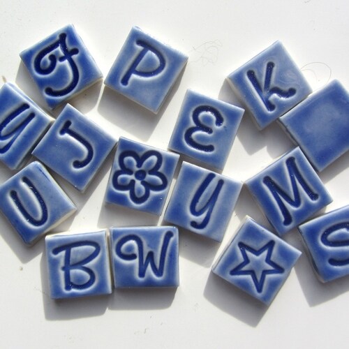 15 Handmade Ceramic Mosaic Tiles Letters Numbers Spaces - Etsy