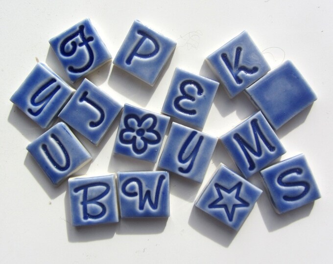 15 Handmade Ceramic Mosaic Tiles Letters Numbers Spaces - Etsy