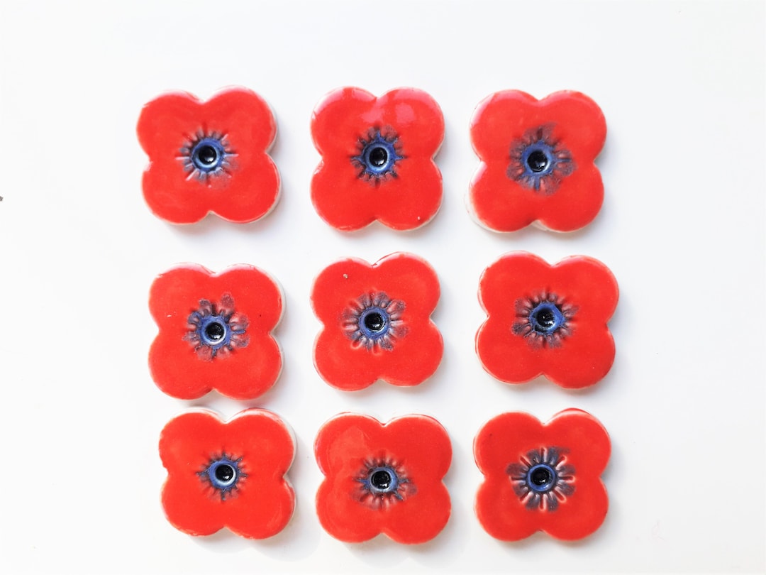 9 Ceramic Poppies Mosaic Tiles Poppy Shapes - Etsy