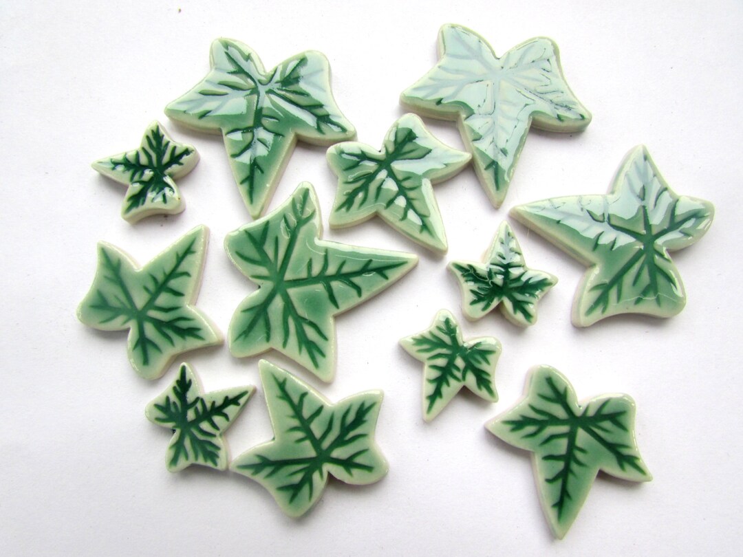 12 Mosaic Ivy Leaf Tiles Handmade Ceramic Shapes 3 Sizes - Etsy