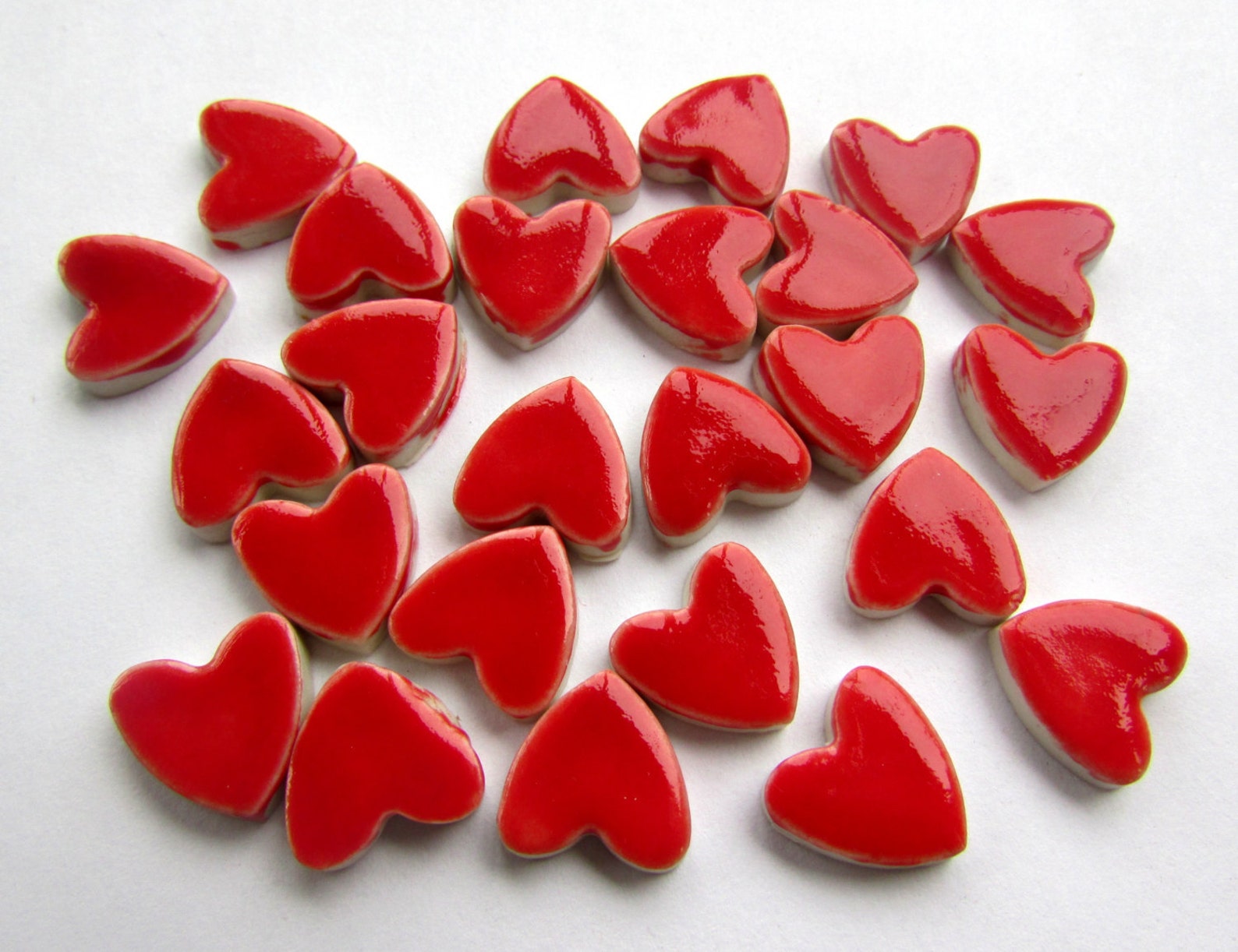 25 Mosaic Heart Tiles Handmade Red Valentines Ceramic Heart - Etsy