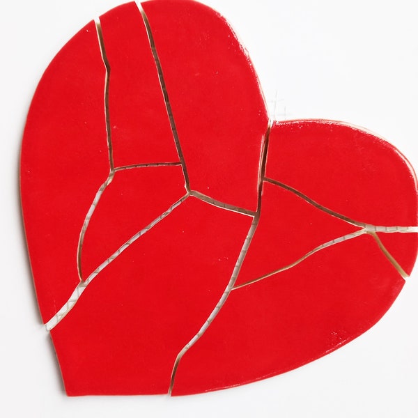 Red Ceramic Heart - Etsy