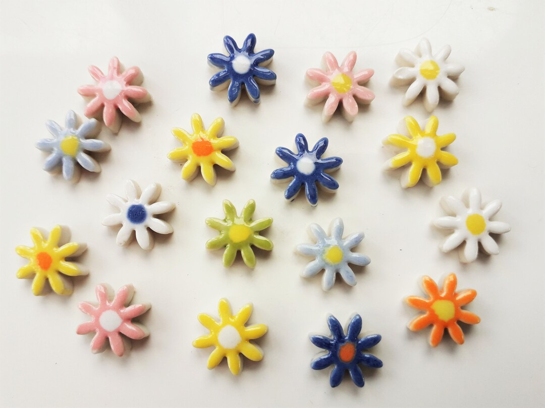 17 Pretty Ceramic Flower Tiles Shapes Mixed Colours Fantasic for ...