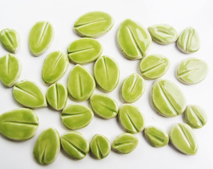 Mosaic Leaves 28 Ceramic Leaf Tiles Mosaic Shapes - Etsy