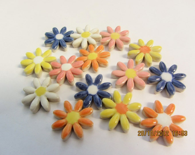 14 Daisy Style Flower Shape Ceramic Mosaic Tiles - Etsy