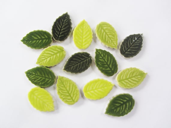 14 Mosaic Leaves Handmade Ceramic Leaf Tiles Mosaic Pieces - Etsy
