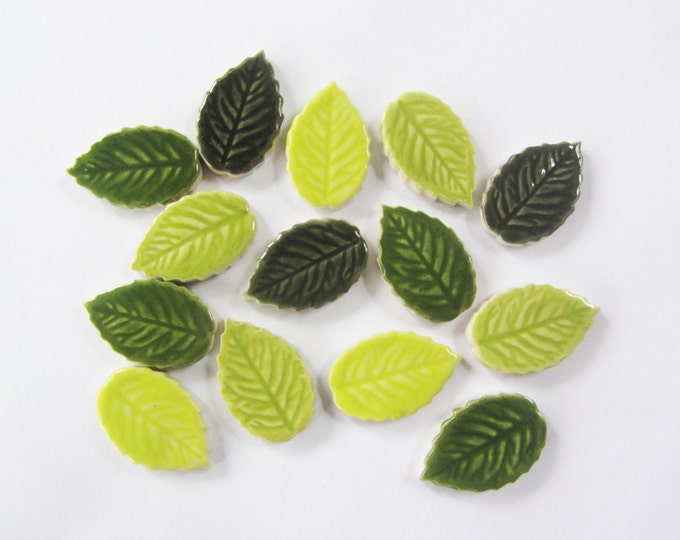 14 Mosaic Leaves Handmade Ceramic Leaf Tiles Mosaic Pieces - Etsy